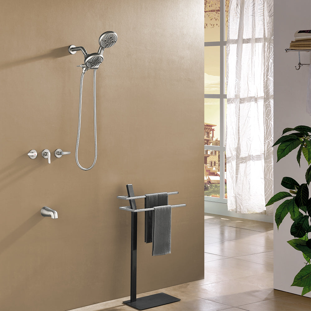Three-Handle Shower System With Diverter Handle And 5-Spray Function H
