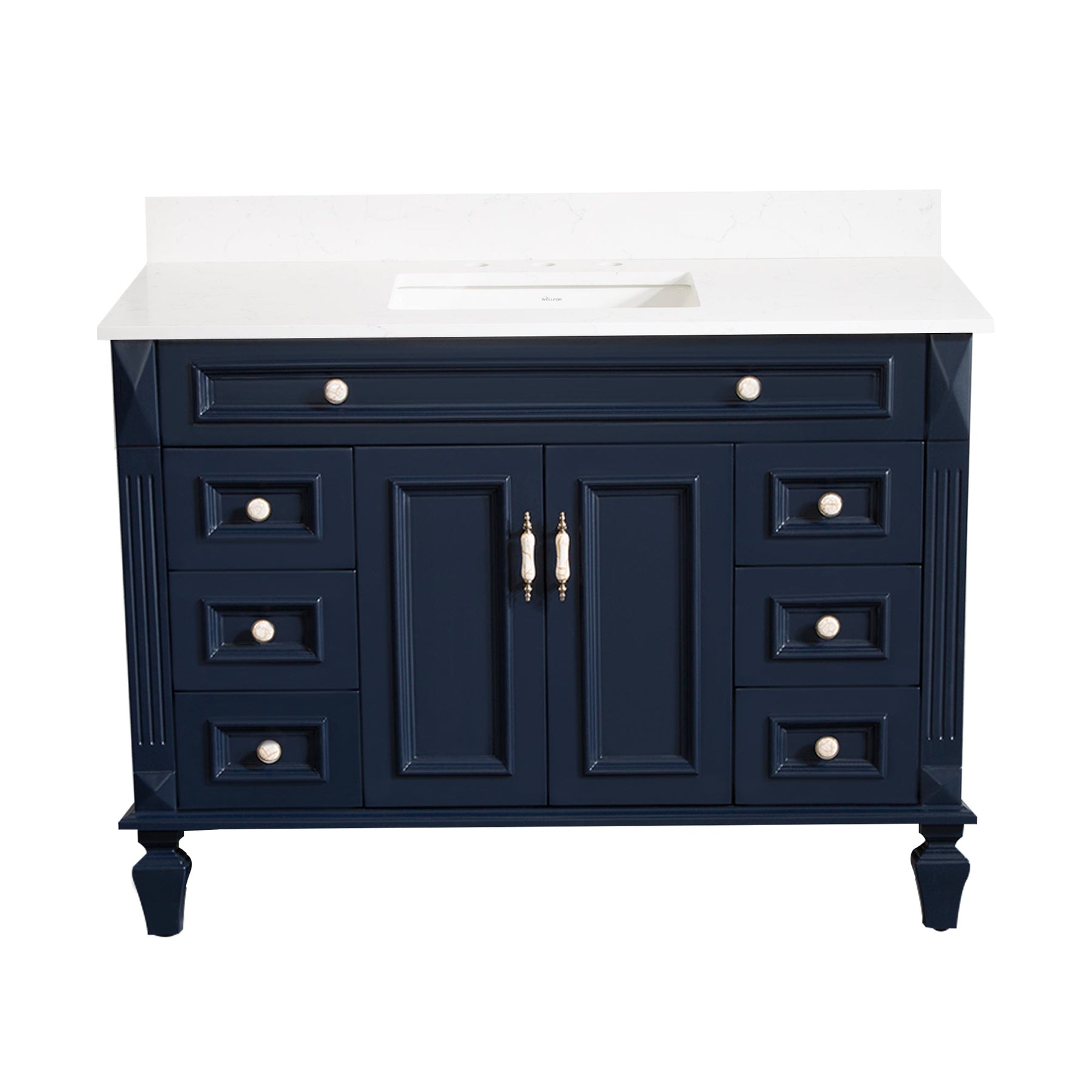 48" Navy Bathroom Vanity | Wood Bathroom Vanities | Quartz Bathroom ...