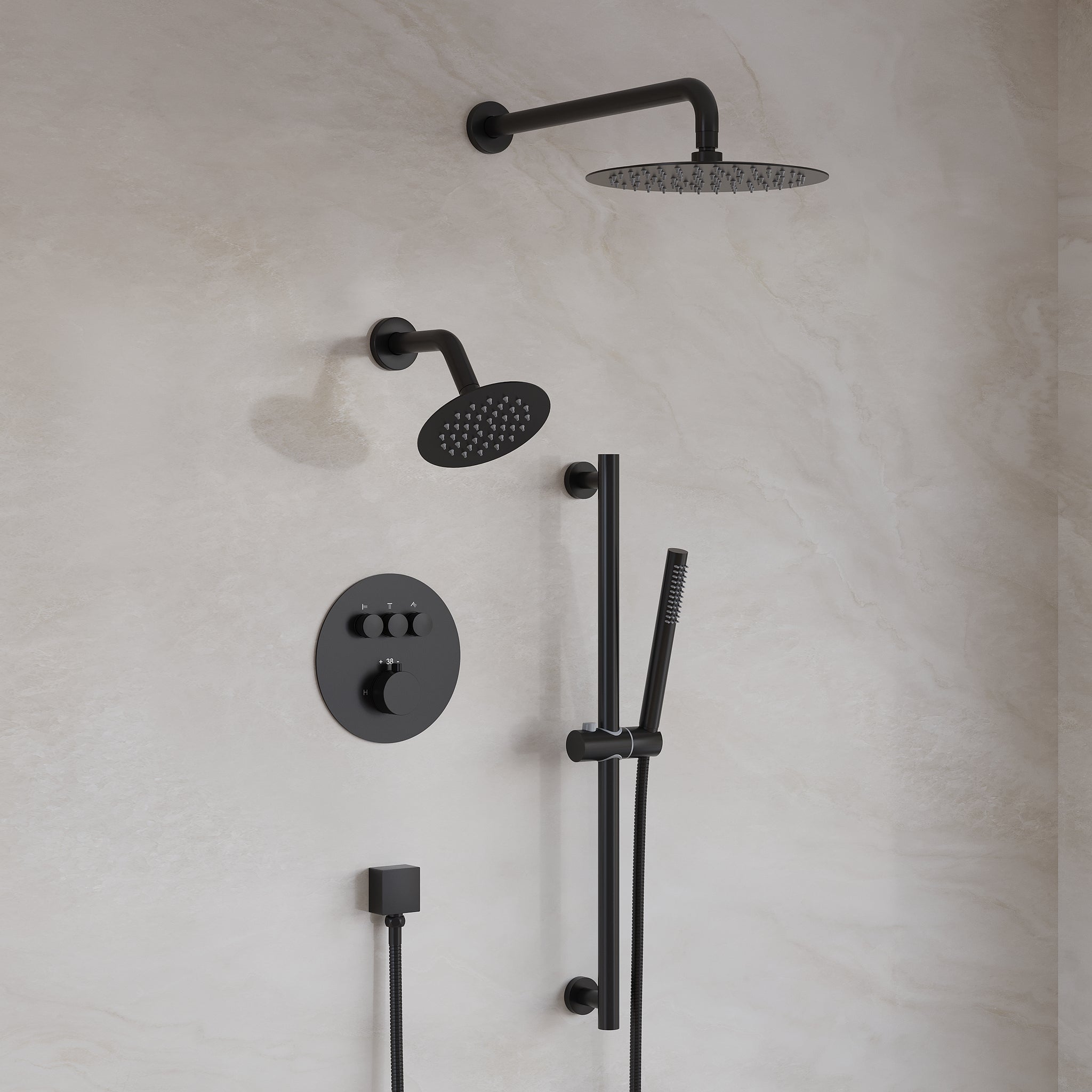 10" Round Shower System with Dual Mounting Options Wall-Mounted & Ceil