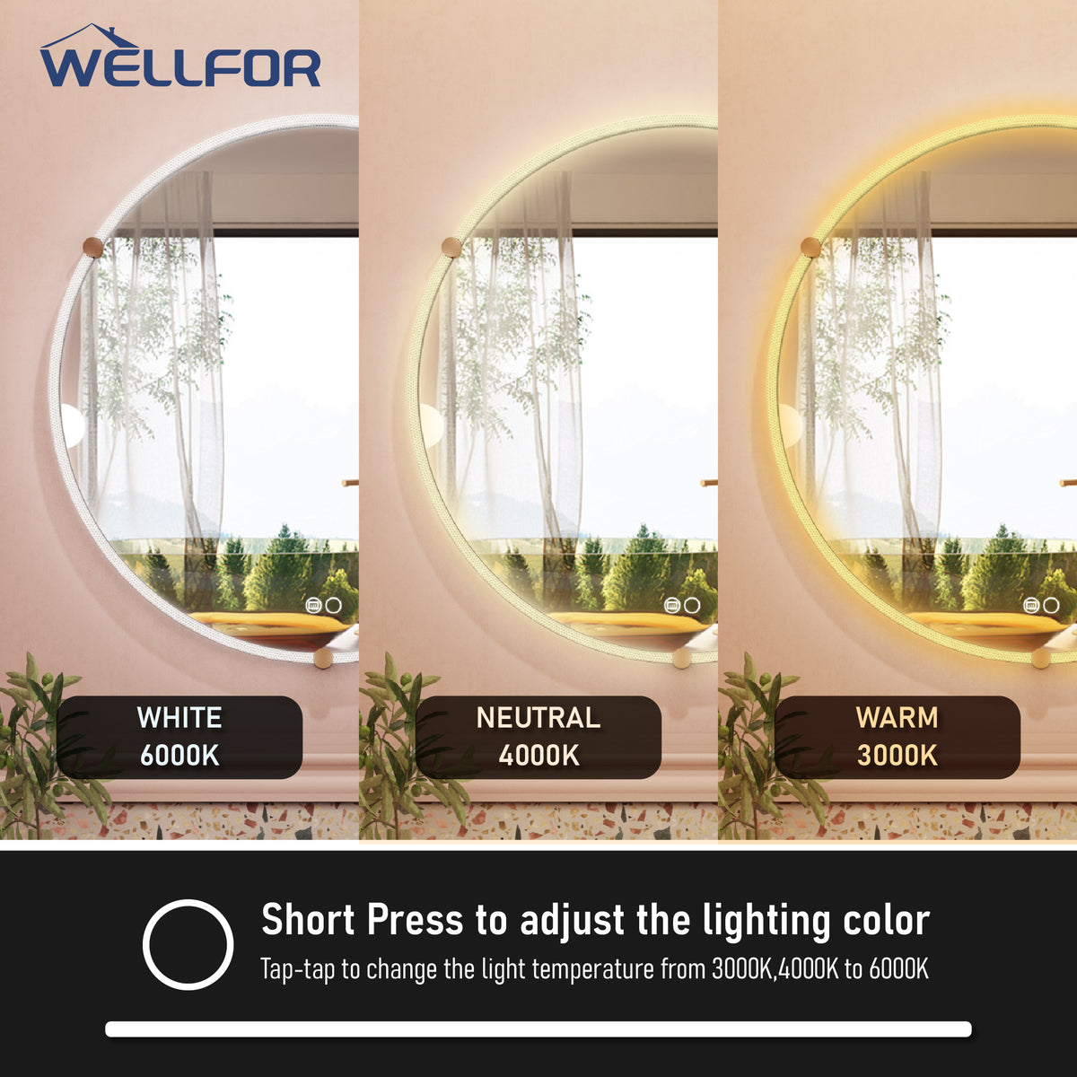 32 in. W x 32 in. H Framed Round LED Light Bathroom Vanity Mirror